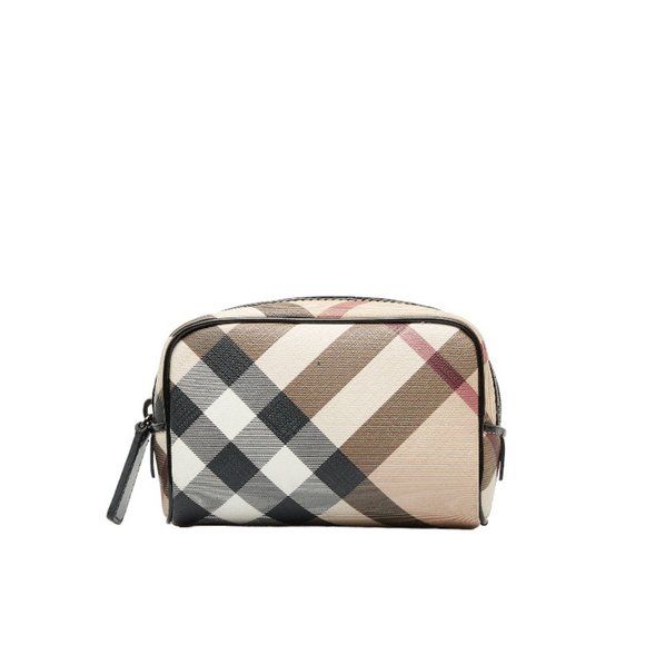 Burberry | Bags | Burberry Nova Check Pouch Beige Pvc Enamel Womens ...